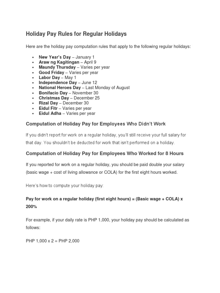 Holiday Rate | PDF | Overtime | Working Time