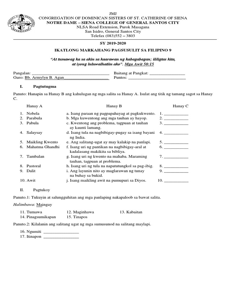 3rd Grading Grade 9 | PDF