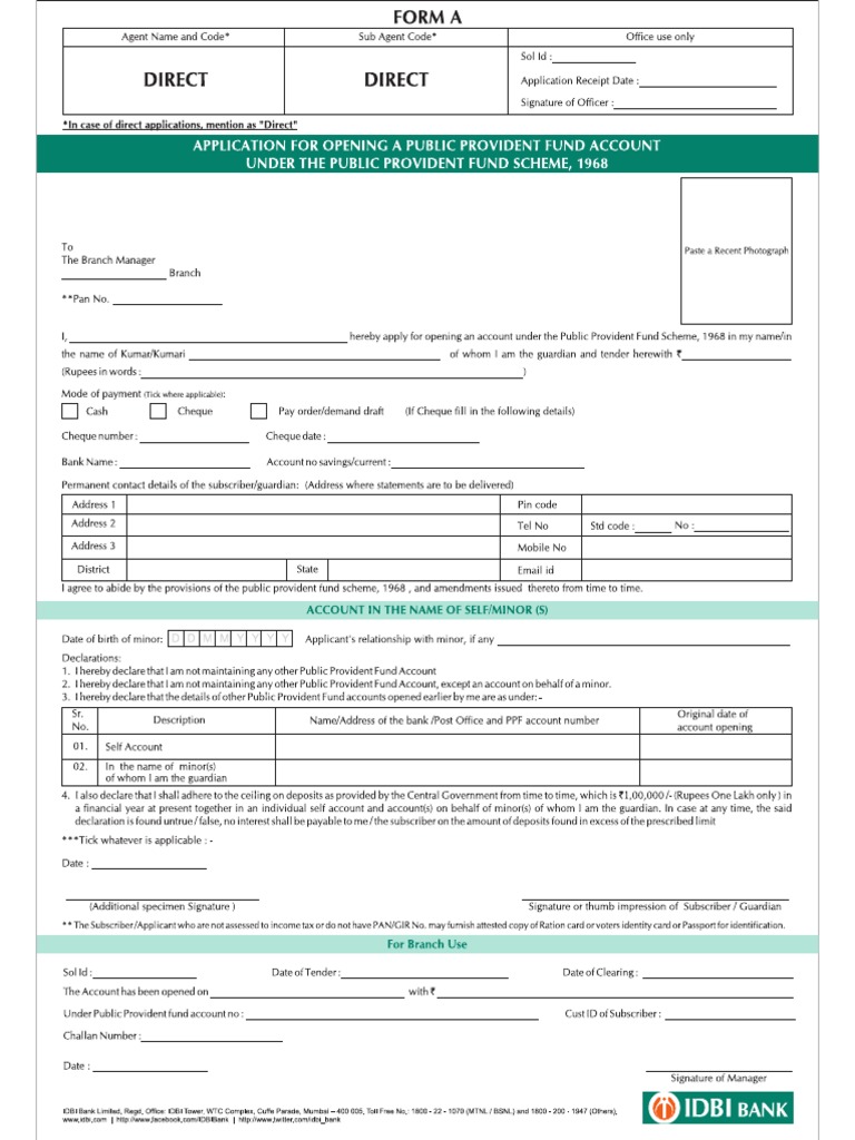 PPF Form A PDF | PDF