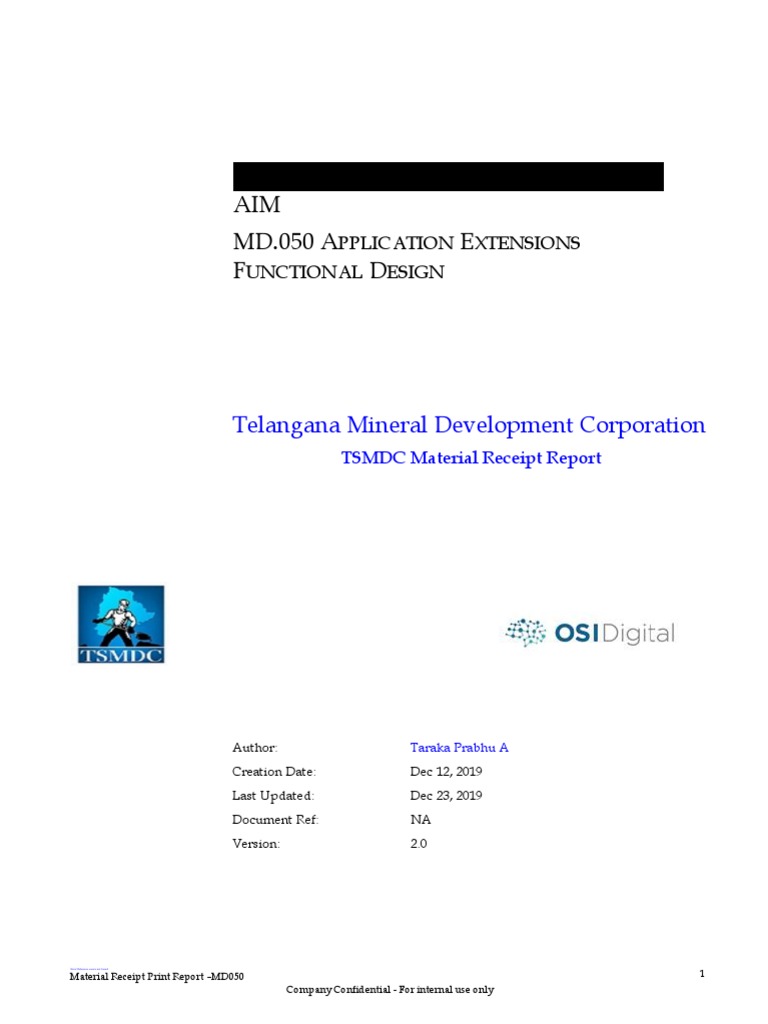 Materail Receipt - MD050 - v1 | PDF | Parameter (Computer Programming) | Computing
