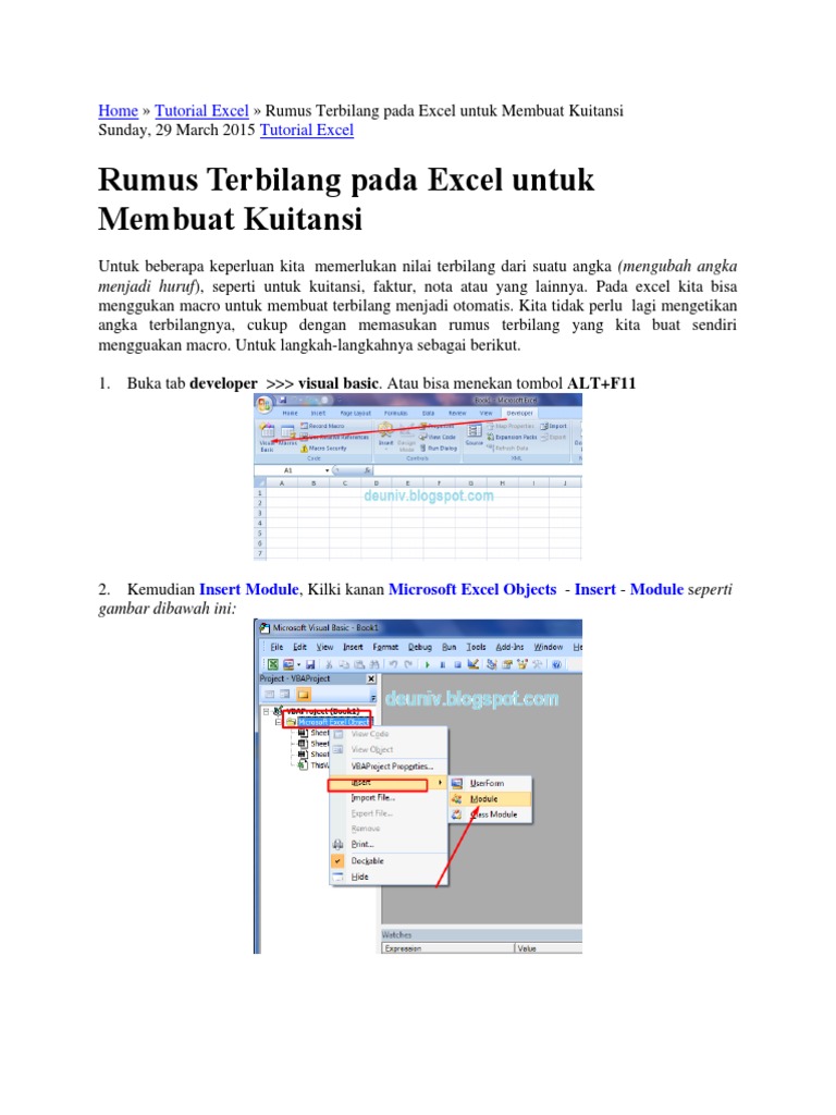 Rumus Terbilang Otomatis di Excel | PDF