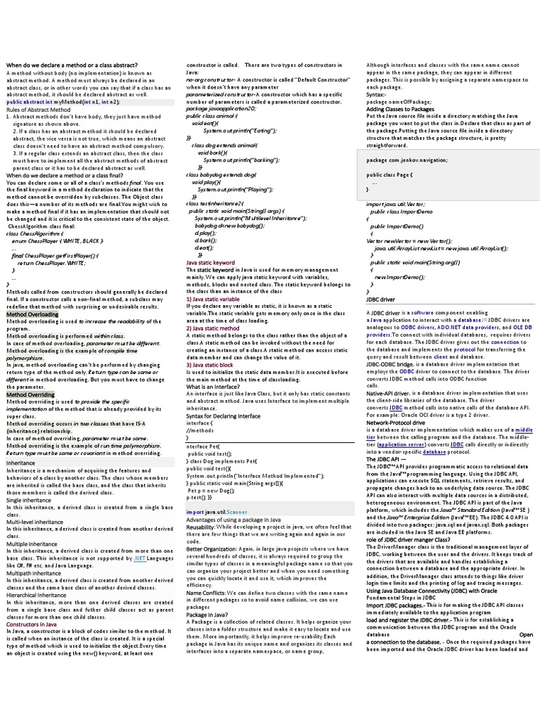 When Do We Declare A Method Or A Class Abstract Pdf Method Computer Programming Class