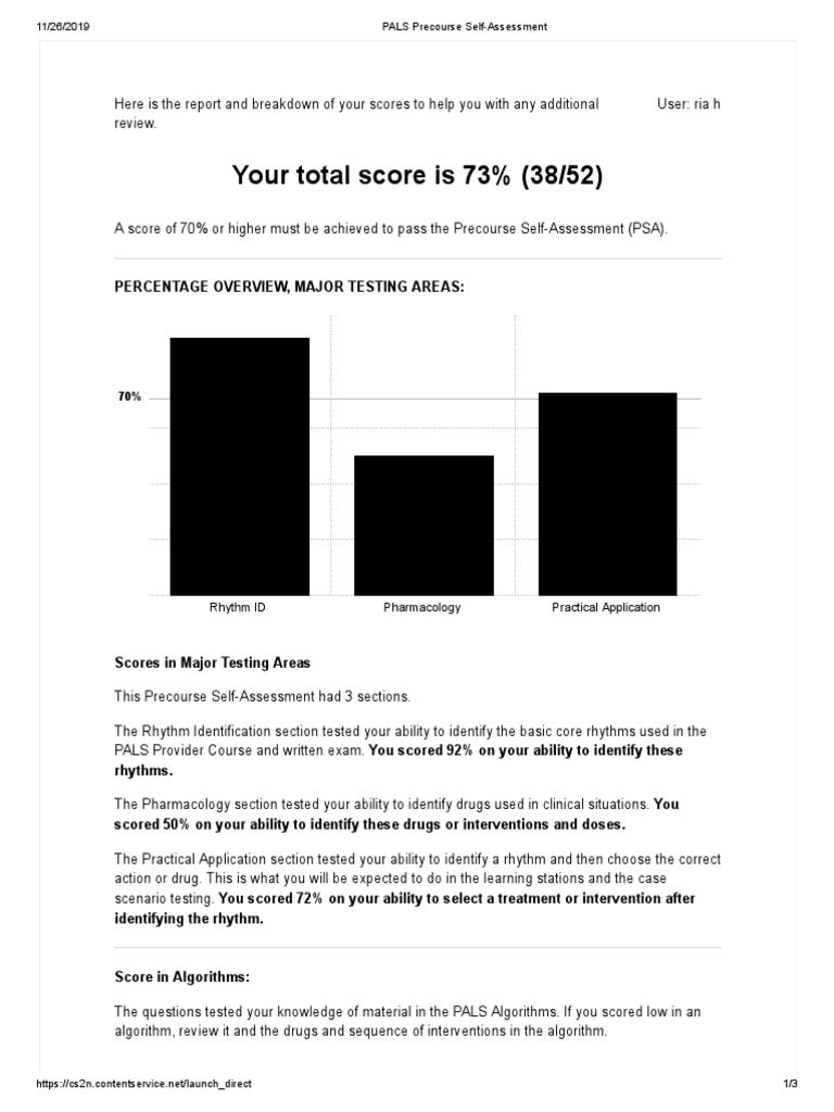 PALS Precourse Self-Assessment Ria | PDF | Cardiopulmonary ...