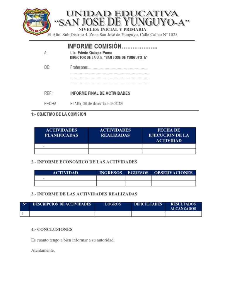 Informe de Actividades de Comisiones | PDF