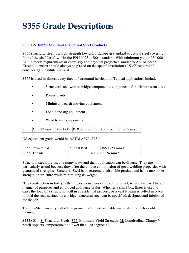 S355 Structural Steel Overview | PDF | Structural Steel | Steel