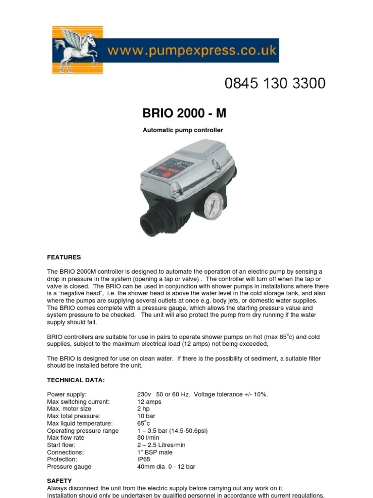 Presostat - BRIO | PDF | Pump | Valve