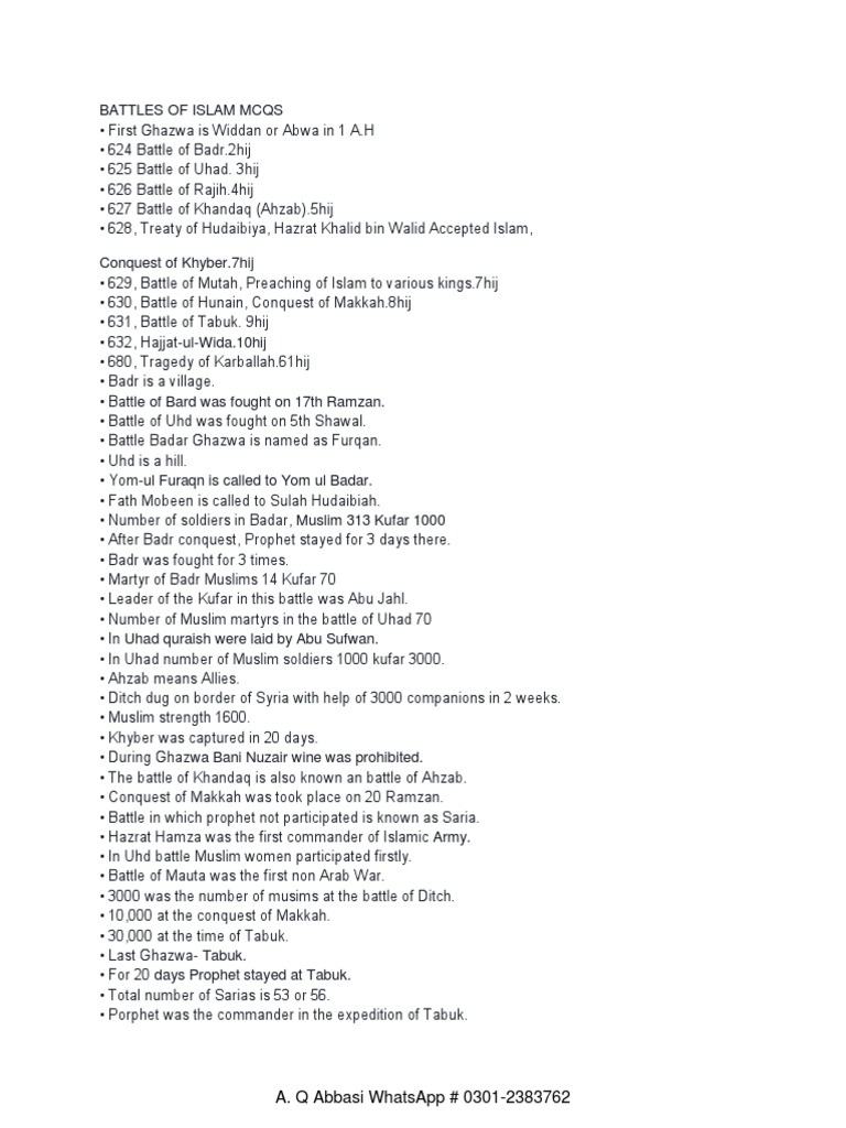 Key Battles and Events in Early Islamic History: An Overview of the ...