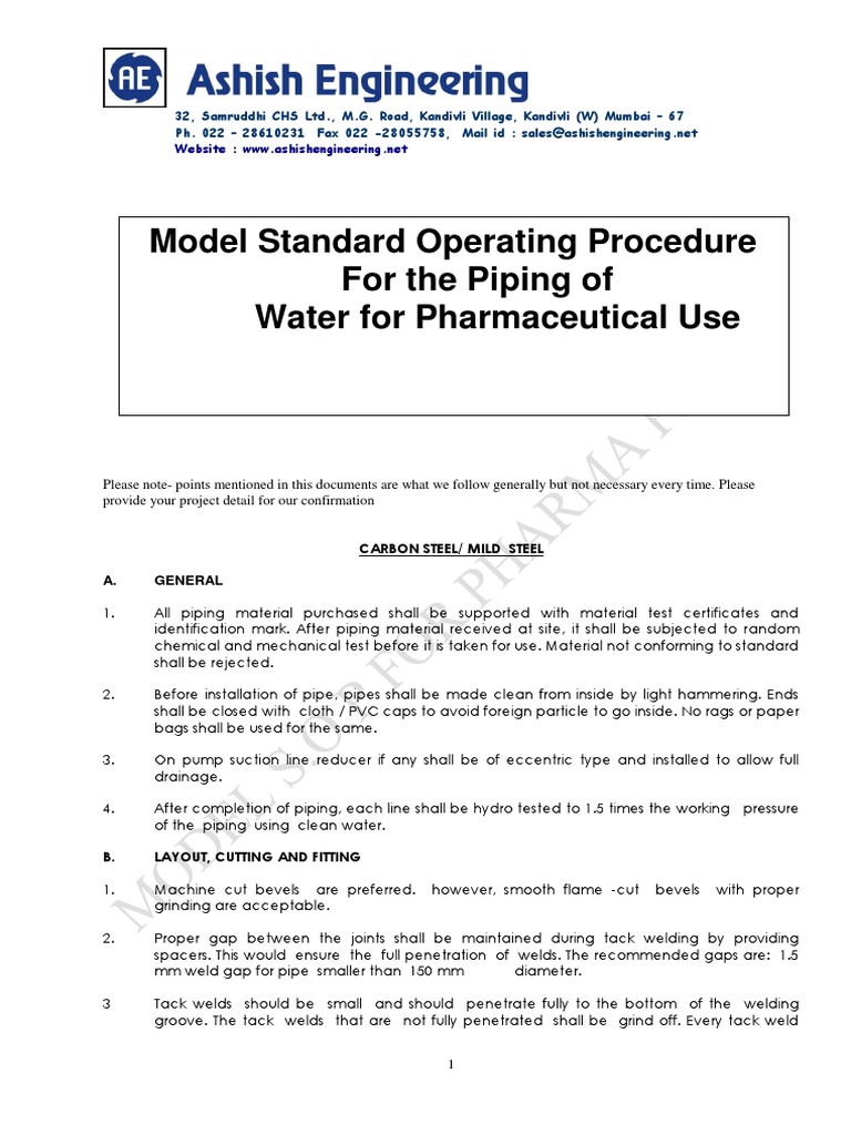 S o P-Piping | PDF | Pipe (Fluid Conveyance) | Welding