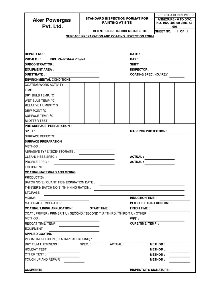 Painting Inspection Report Template | PDF | Coating | Procedural Knowledge