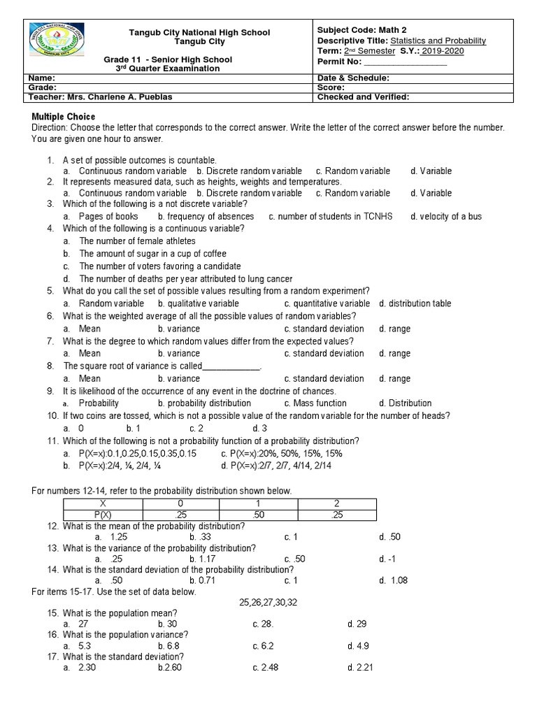 Exam STAT | PDF | Normal Distribution | Mean