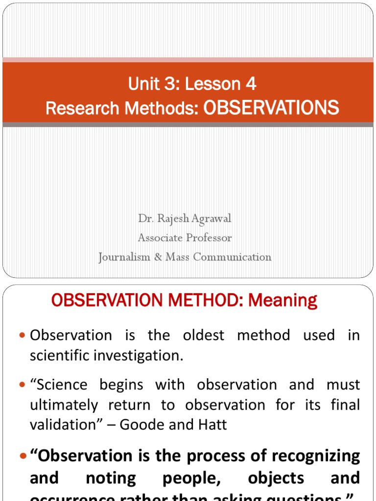 4A - Observation Method | PDF | Observation | Scientific Method
