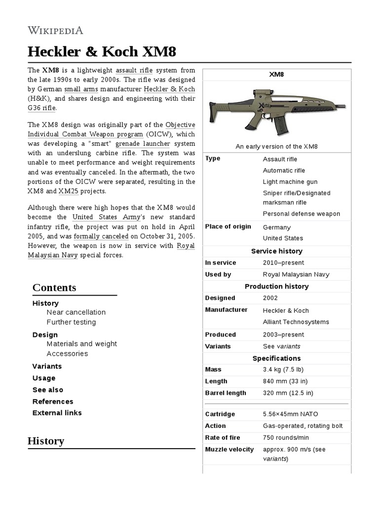 Heckler & Koch XM8 | PDF | Firearms | Projectile Weapons