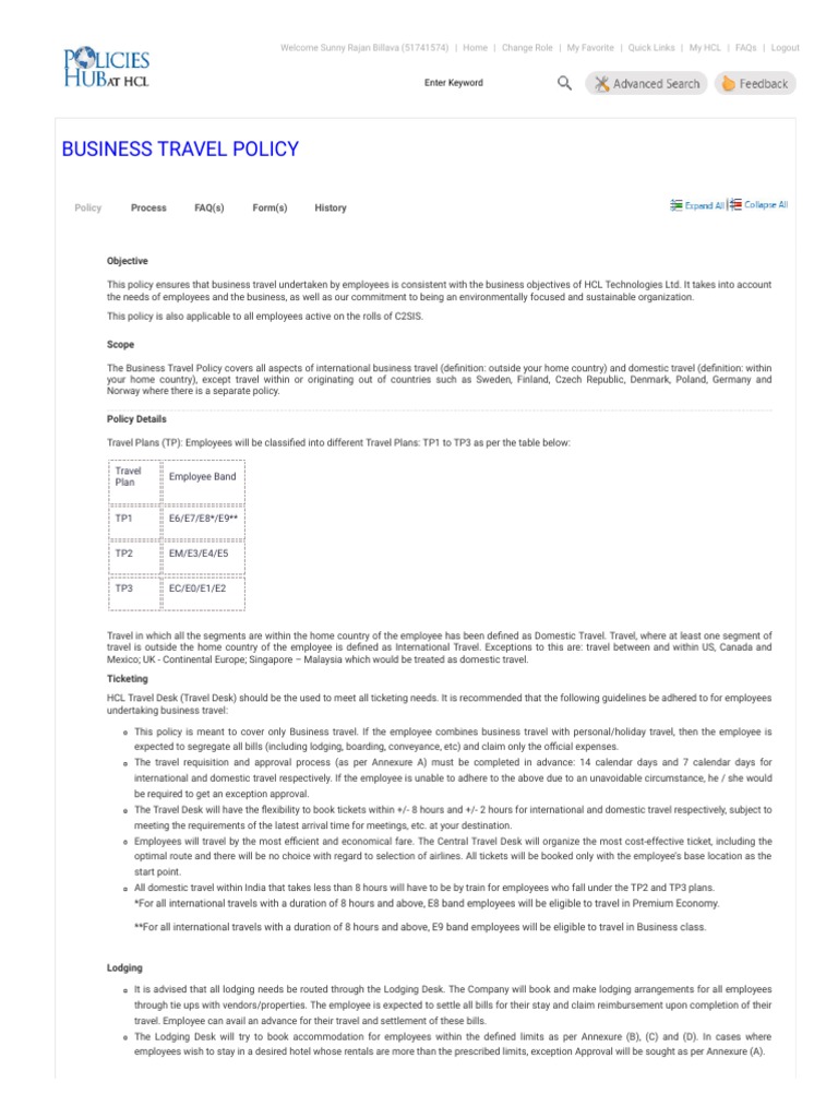 Business Travel Policy | PDF | Foreign Exchange Market | Business Class