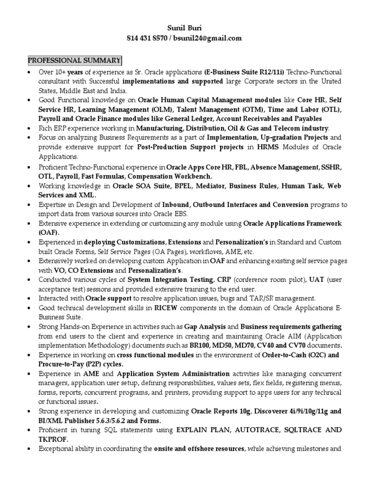 Sunil Buri Oracle EBS - HRMS | PDF | Application Programming Interface | Web Service