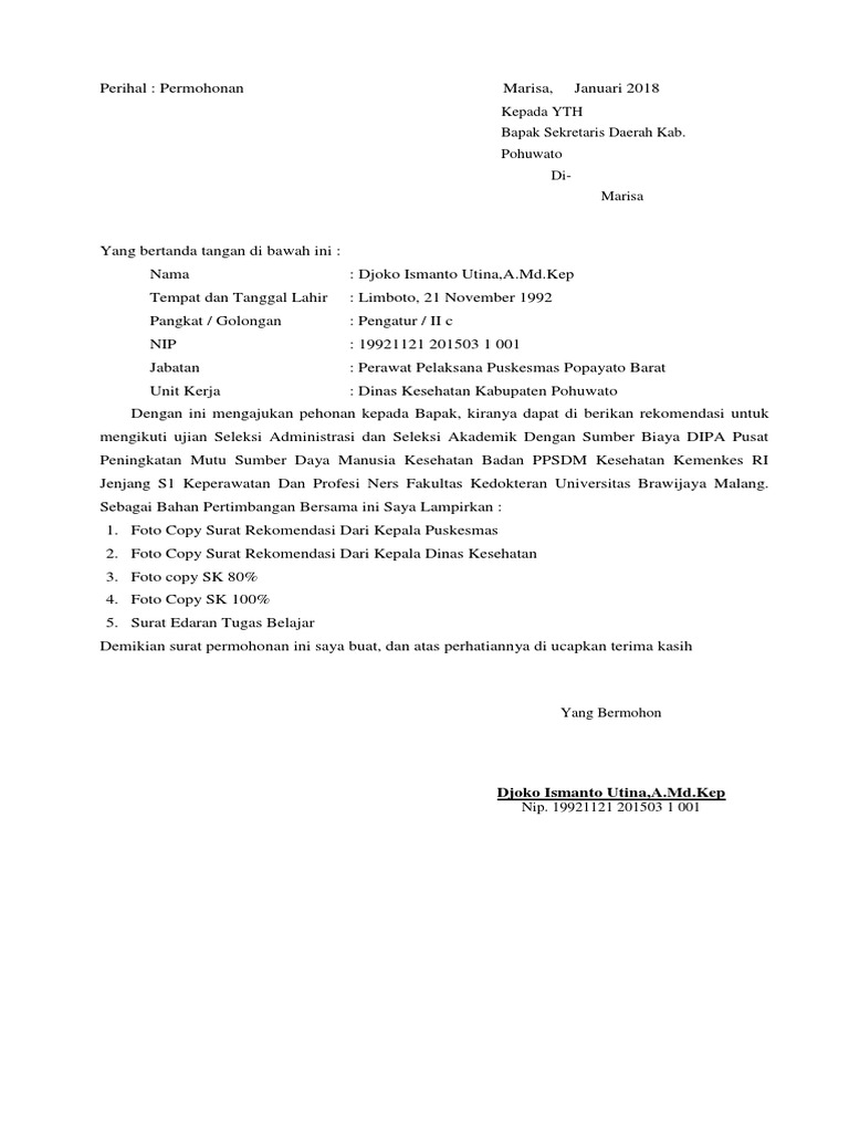 Surat Permohonan Bupati | PDF