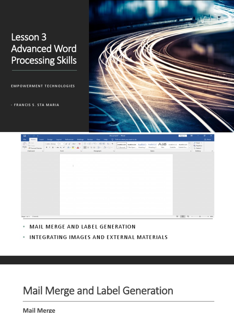 Lesson 3 Advanced - Word - Processing - Skills | PDF | Microsoft Excel | Mail