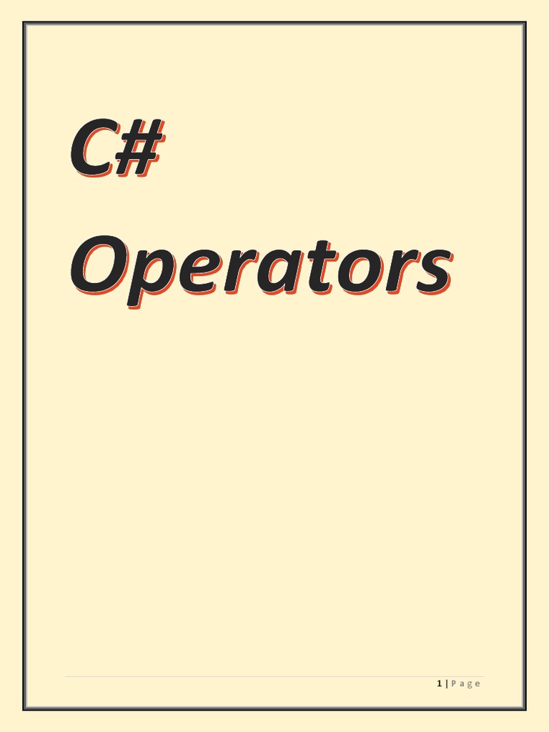 C# Operators | PDF | Data Type | Boolean Data Type