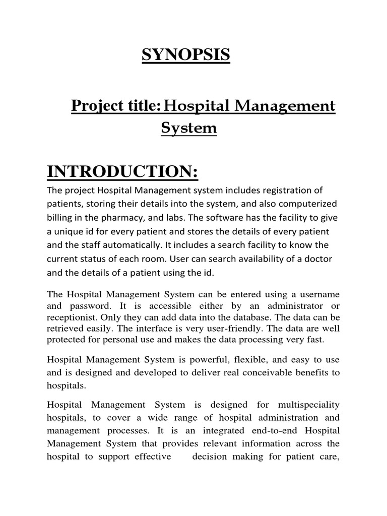 Hospital Management System Overview | PDF | My Sql | Databases