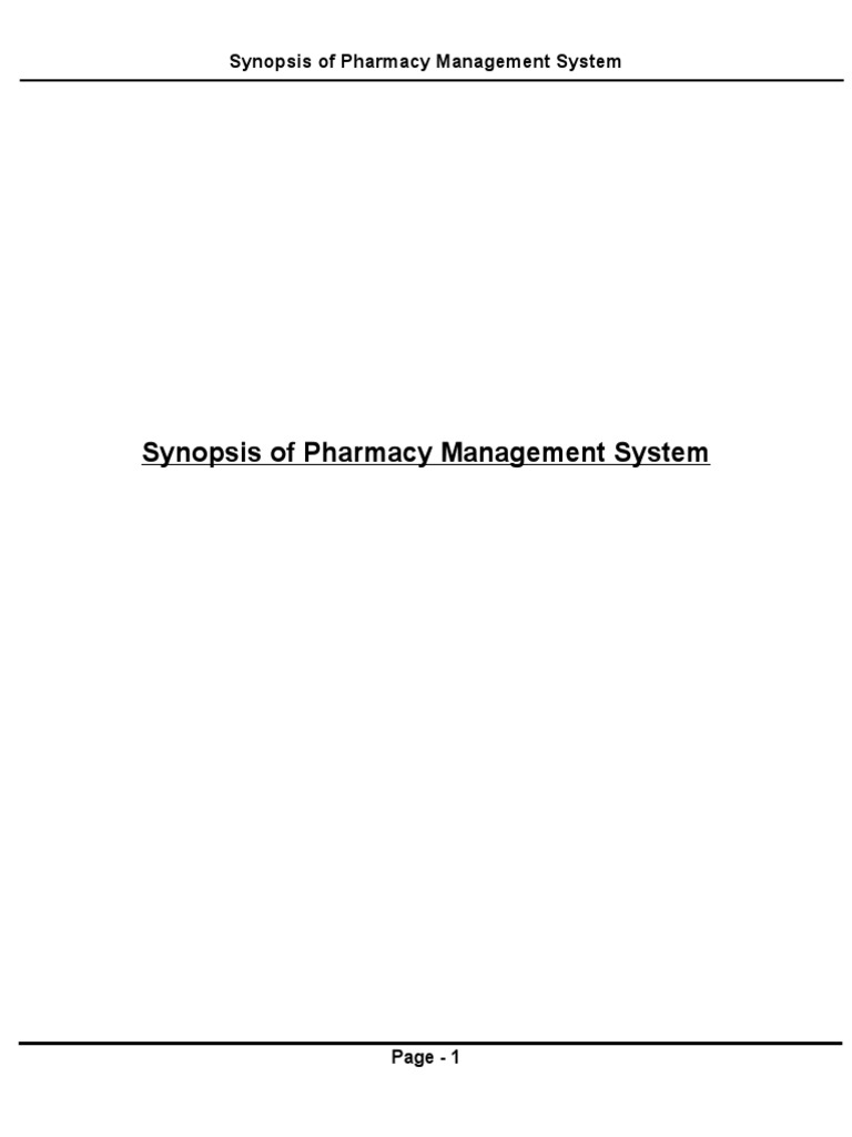 Synopsis of Pharmacy Management System S | PDF | Relational Database ...