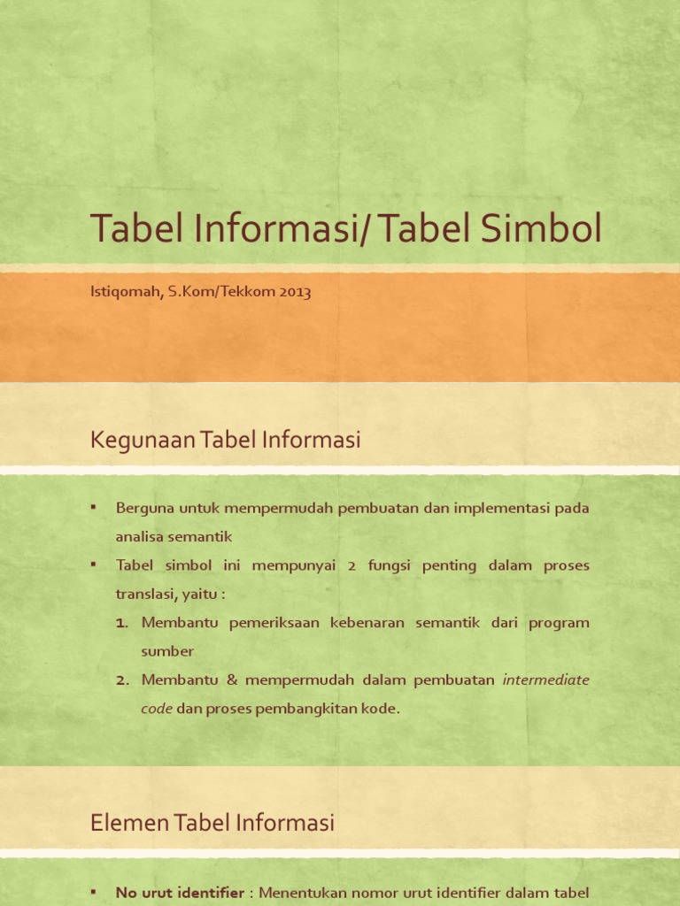 Tabel Informasi | PDF