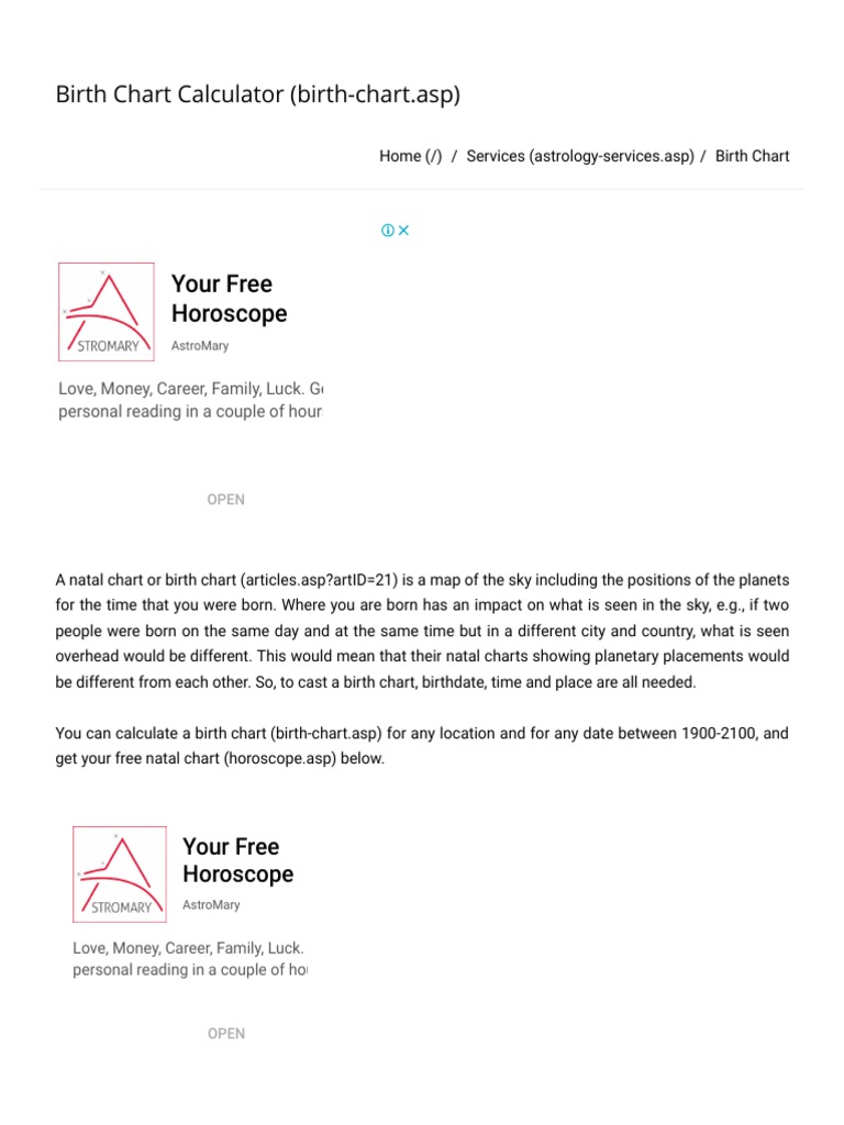 Birth Chart Calculator - Find Your Sun, Moon and Ascendant Sign | PDF ...