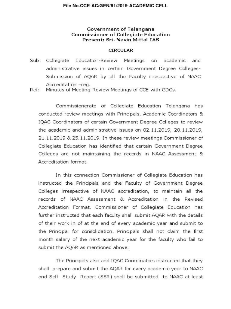 Circular - Naac Aqar Records | PDF