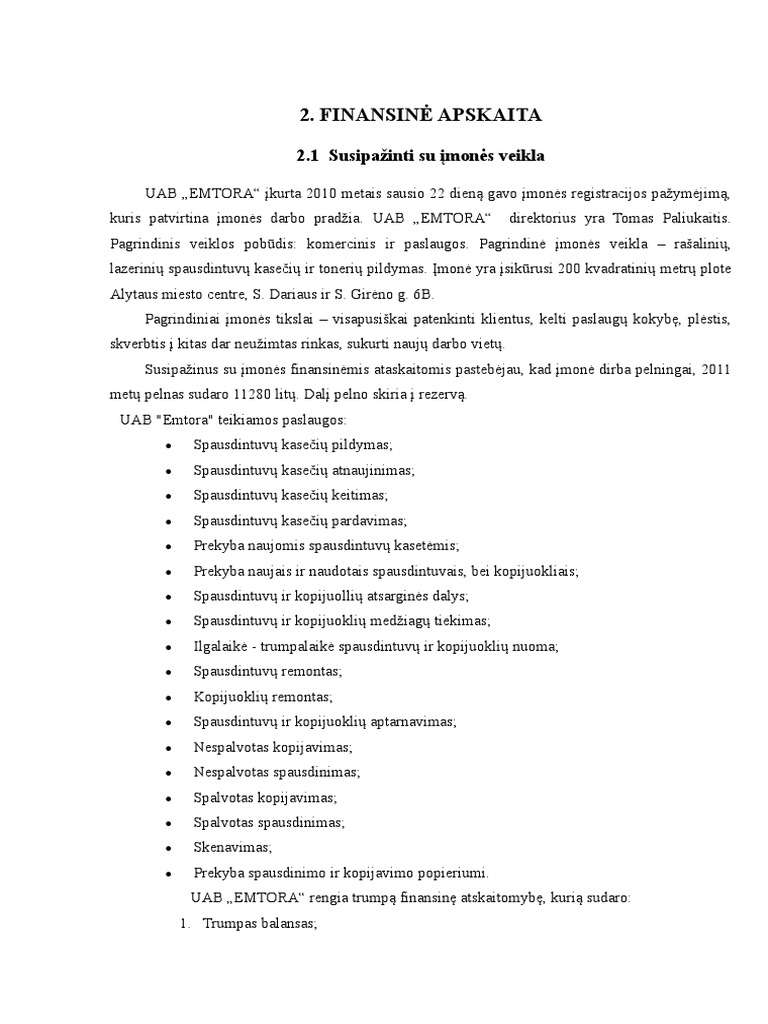 Finansines Apskaitos Praktikos Ataskaita (Mokslobaze - LT) | PDF