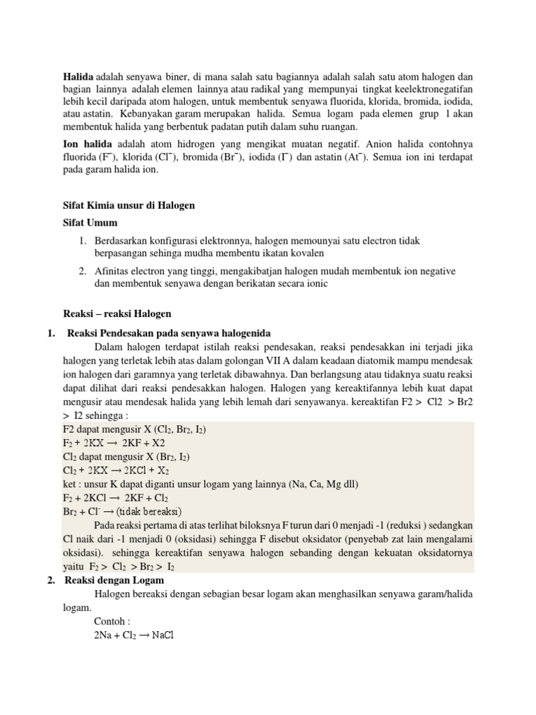 Halida (Sumber, Sifat Fisika, Sifat Kimia) Raffer Angeline Yuki Febrian ...