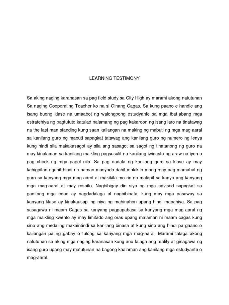 Learning Testimony | PDF