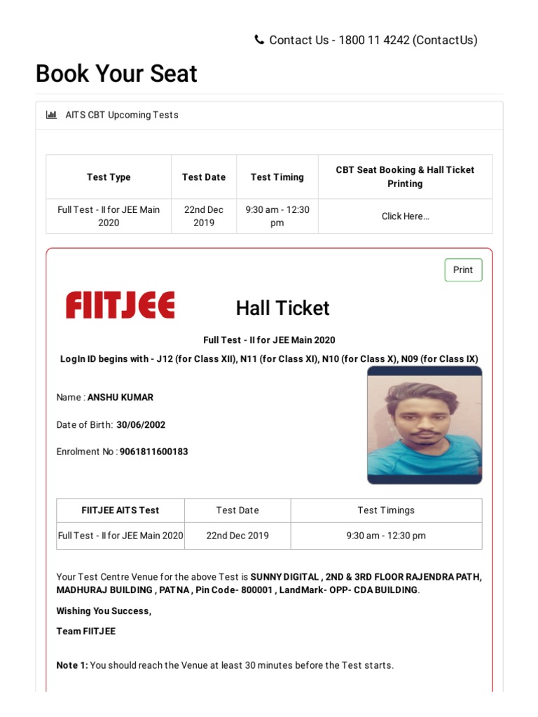 FIITJEE AITS-CBT Registraion PDF | PDF | Student Assessment And Evaluation | Qualifications