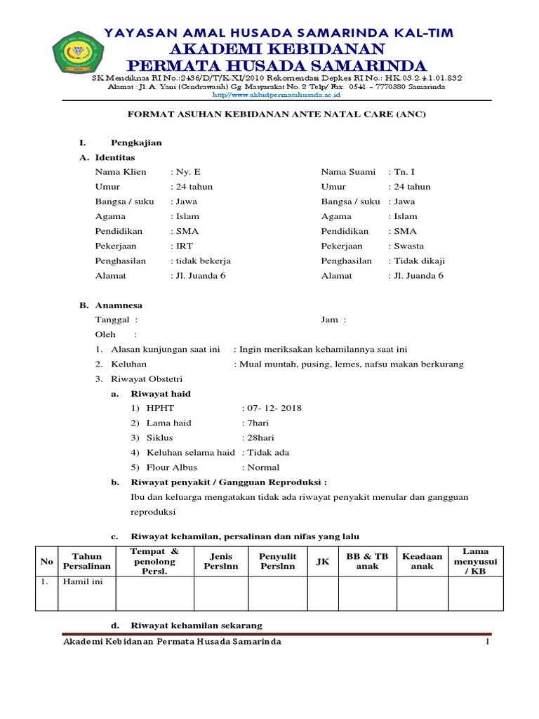Format Askeb Anc | PDF
