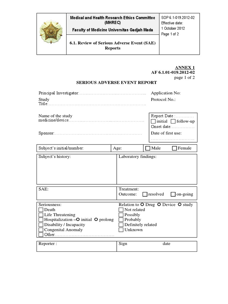 SAE Report | Download Free PDF | Medicine | Health Care