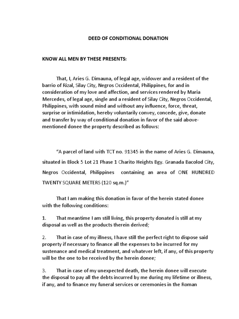 Conditional Donation | PDF | Government | Justice