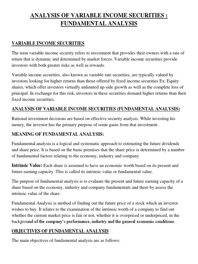 Analysis of Variable Income Securities | PDF | Economics | Stocks
