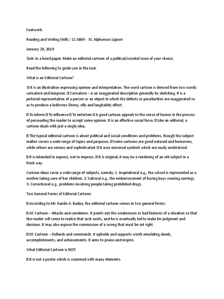 Seatwork WPS Office | Download Free PDF | Cartoon | Caricature