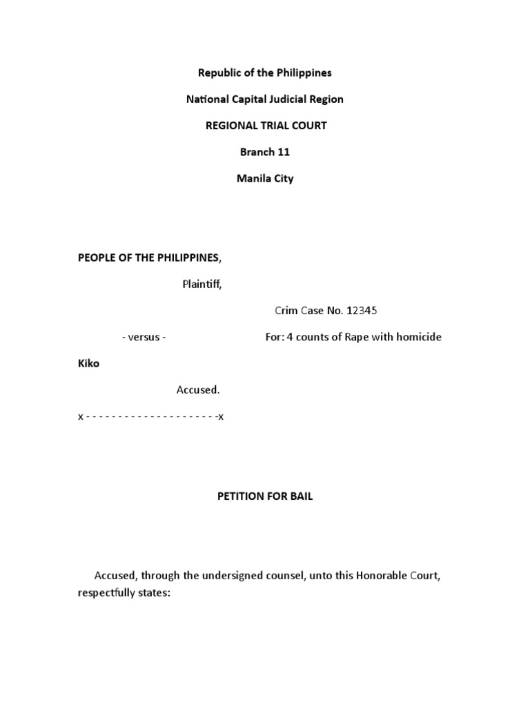 Petition To Bail | PDF | Bail | Prosecutor