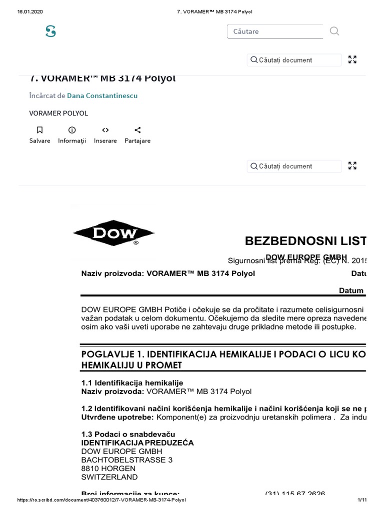 VORAMER™ MB 3174 Polyol | PDF