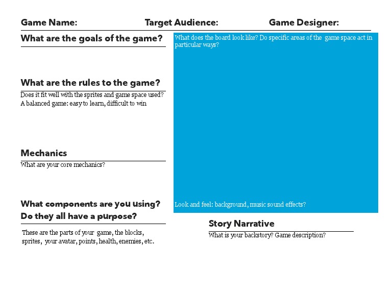 Game Design Planning Sheet PDF | PDF