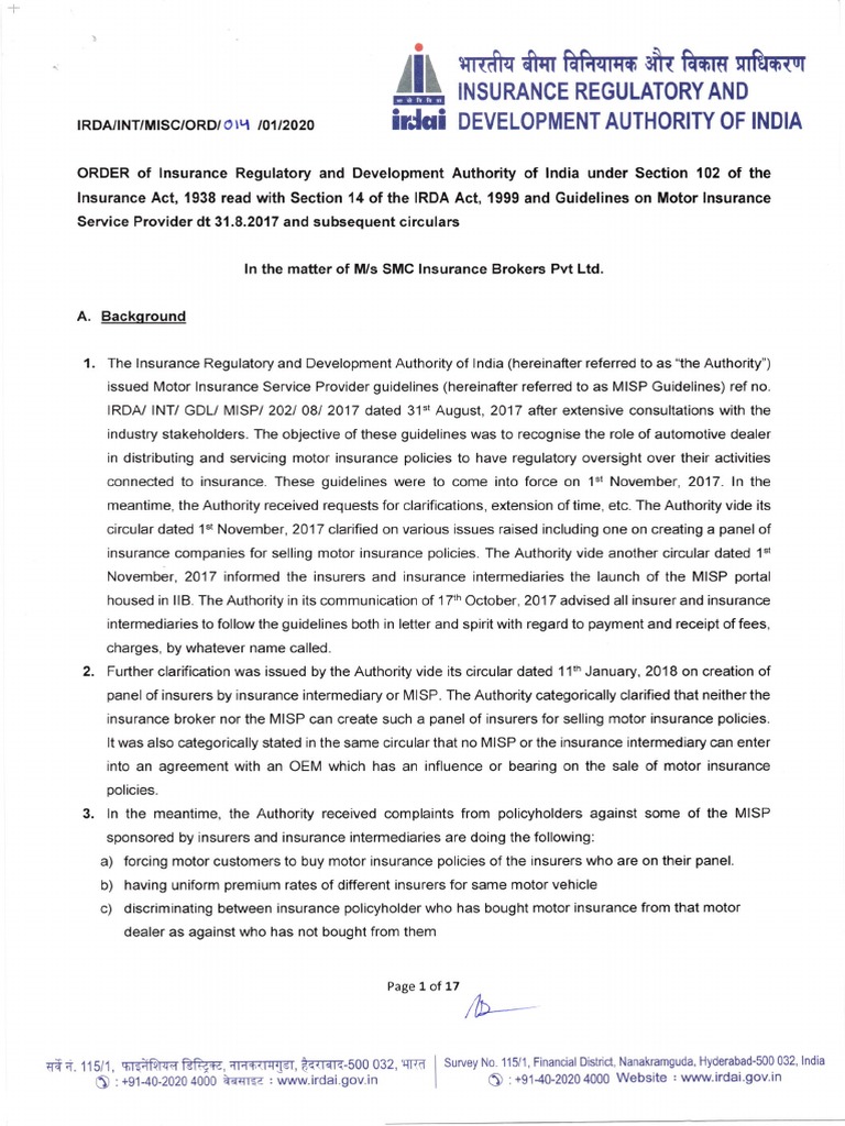 SMC Insurance Brokers PVT LTD - OrDER | PDF | Insurance Broker ...
