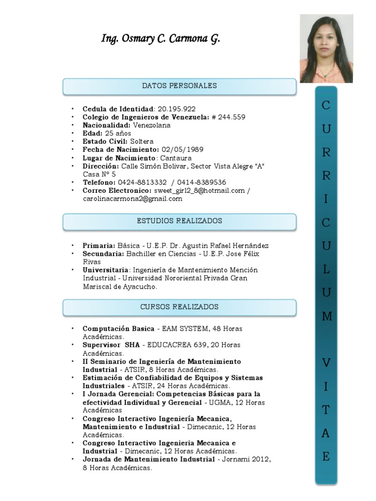 Curriculo Completo Osmary Carmona | PDF | Science | Tecnología (general)