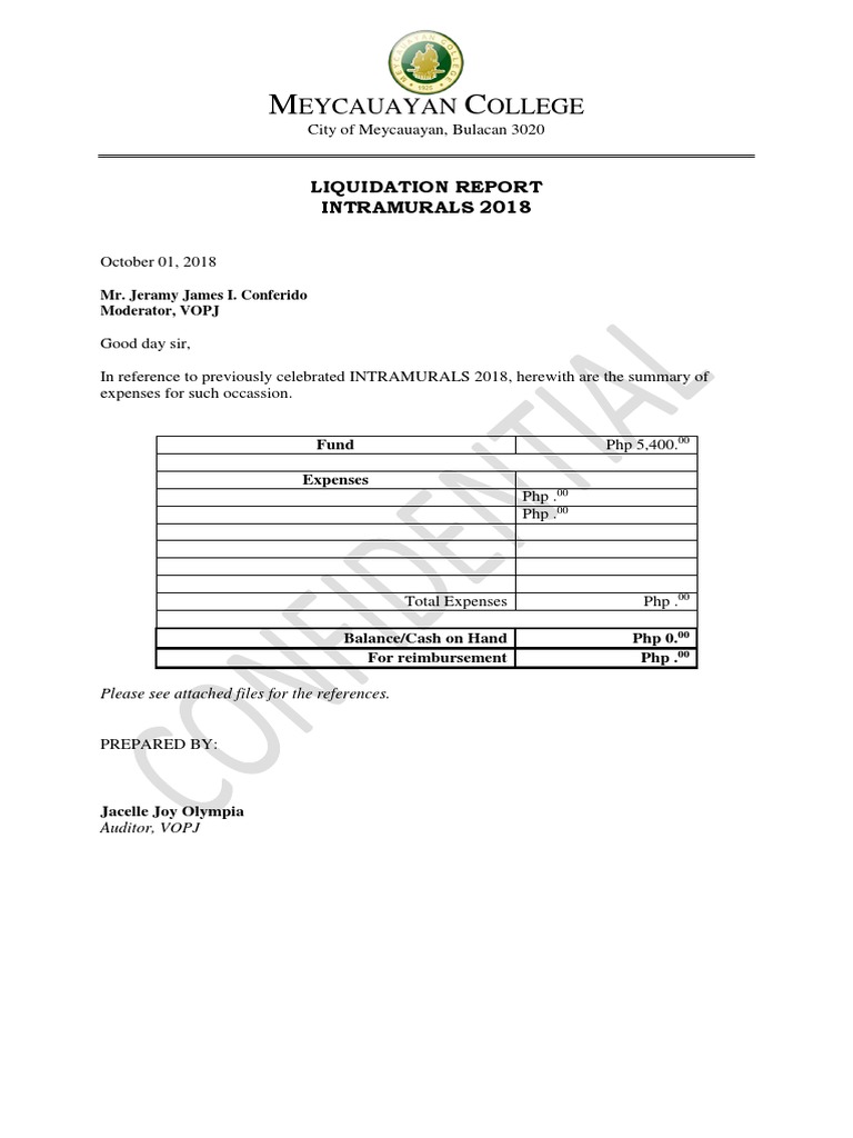 Liquidation Report Intrams | PDF