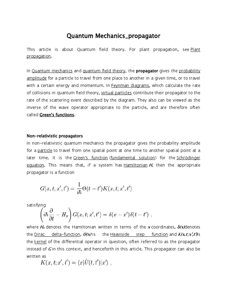 Quantum Mechanics Propagator | PDF | Scientific Theories | Mathematical ...