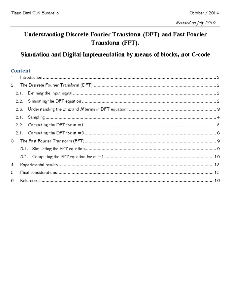 Understanding Discrete Fourier Transform (DFT) and Fast Fourier Transform (FFT) PDF | PDF ...