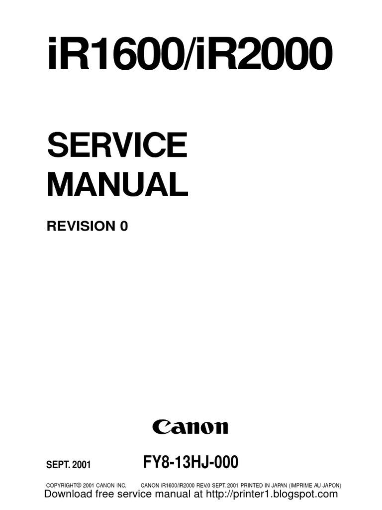 Canon IR1600, IR2000 Service Manual | PDF