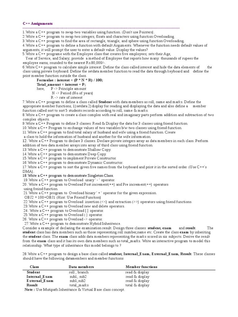 C++ - Assignments New | PDF | C++ | Class (Computer Programming)