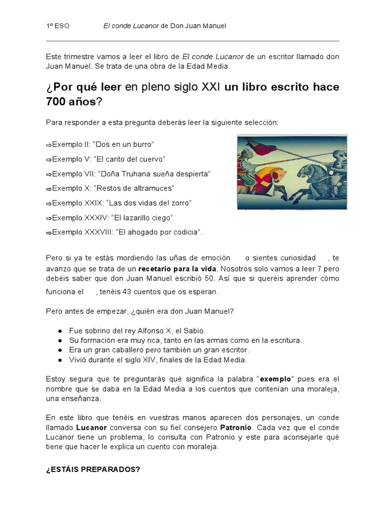 Actividades Conde Lucanor | PDF