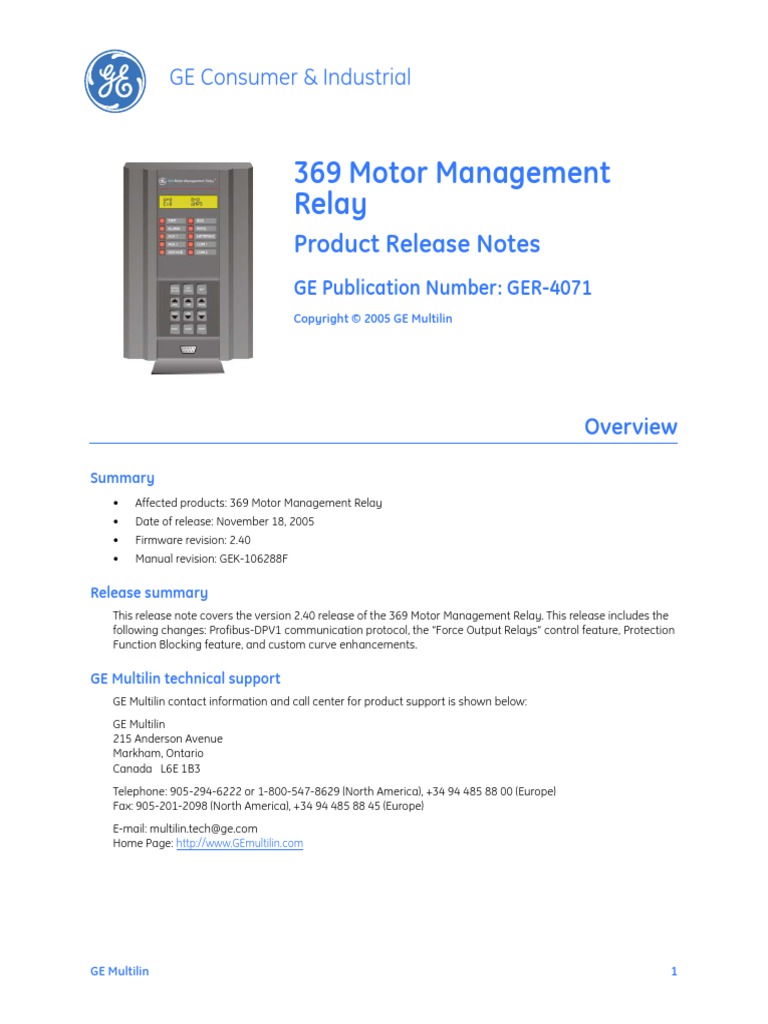 Multilin 369 | PDF | Relay | Input/Output