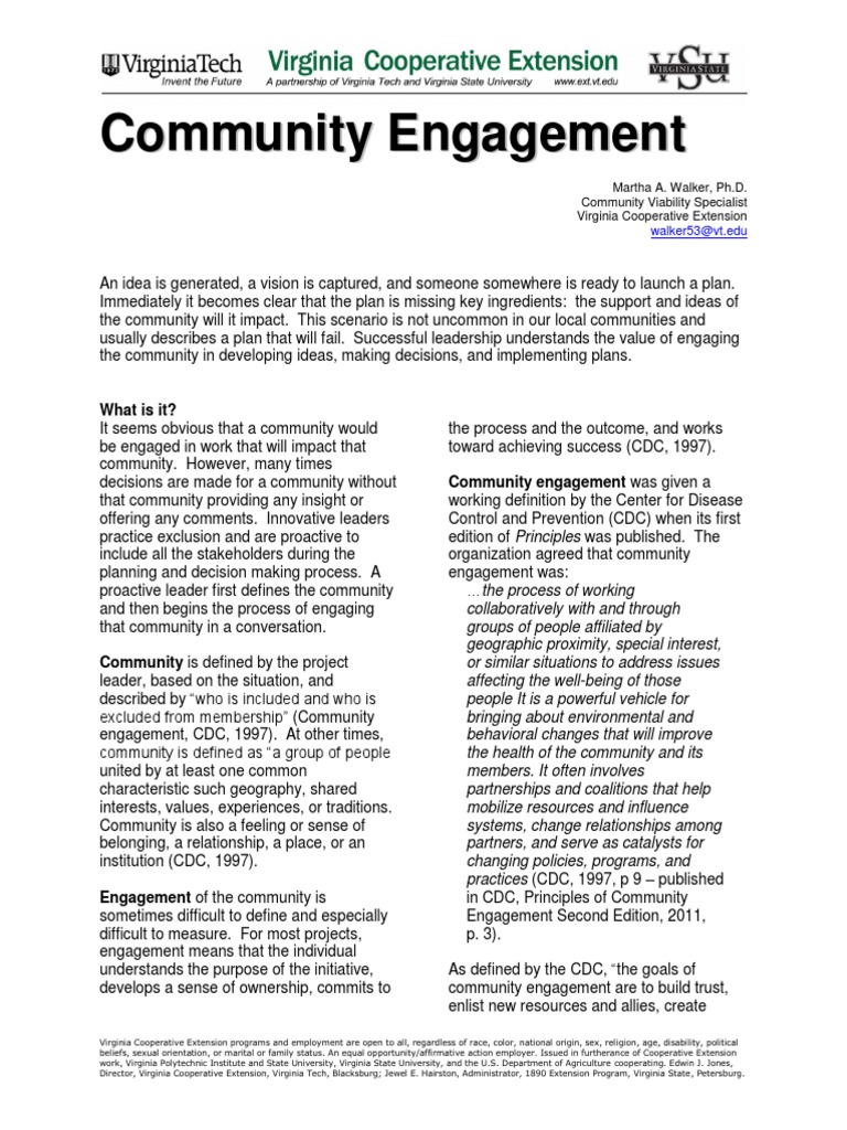 Community Engagement Handout PDF | PDF | Community | Leadership