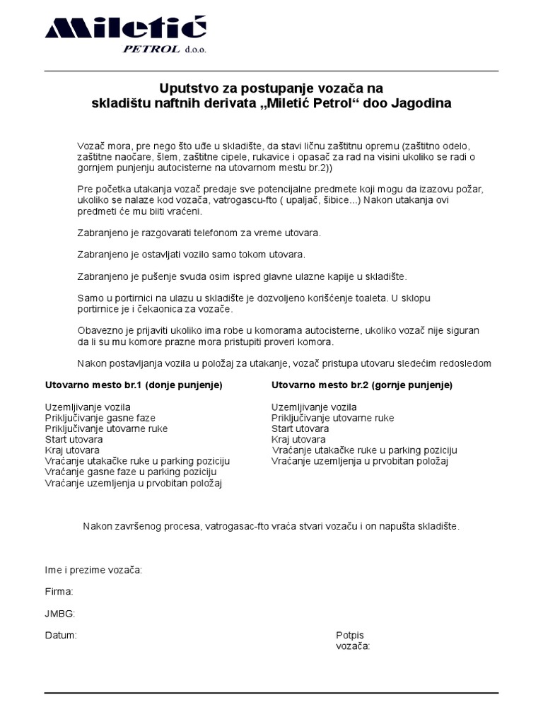 Uputstvo Za Vozače | PDF