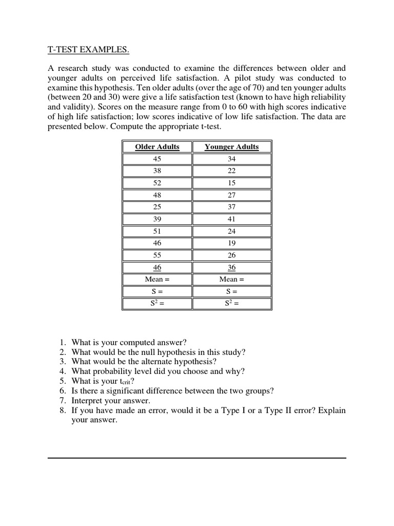 T-Test Problems | PDF | Type I And Type Ii Errors | Student's T Test